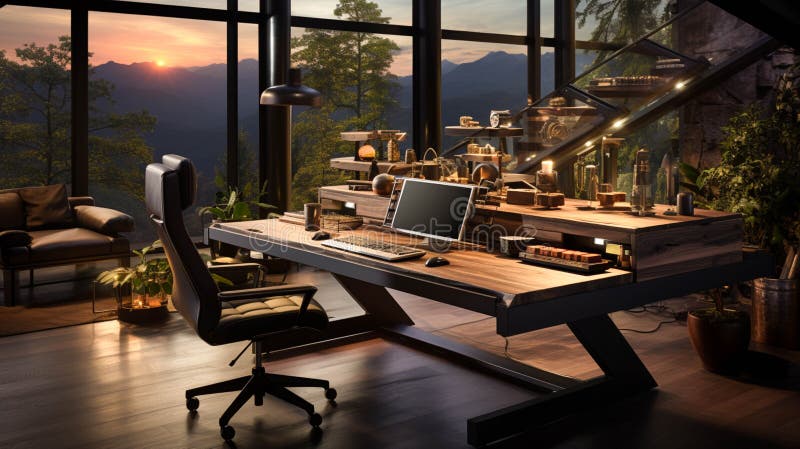 A Modern Office Space with Ergonomic Desks Stock Photo - Image of desk ...