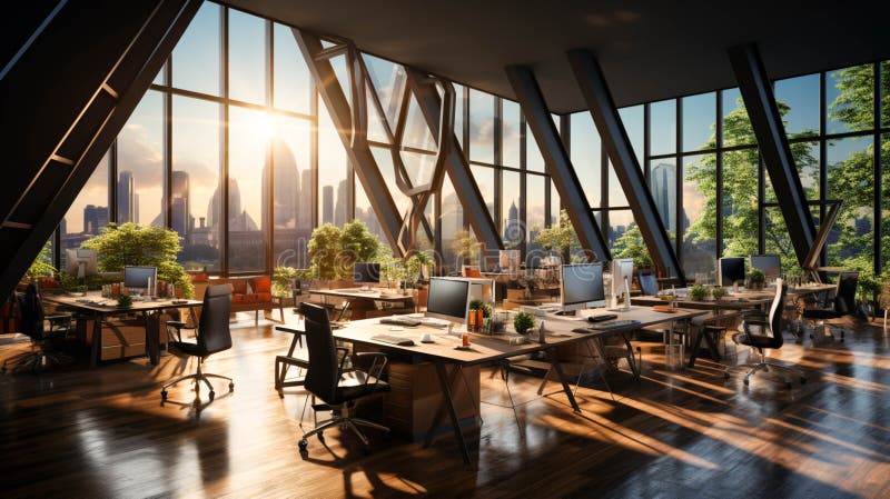 A Modern Office Space with Ergonomic Desks Stock Image - Image of ...