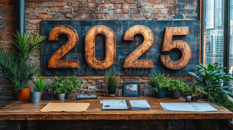 Urban Sign Displaying Year 2025 Modern City Environment Stock Photos ...