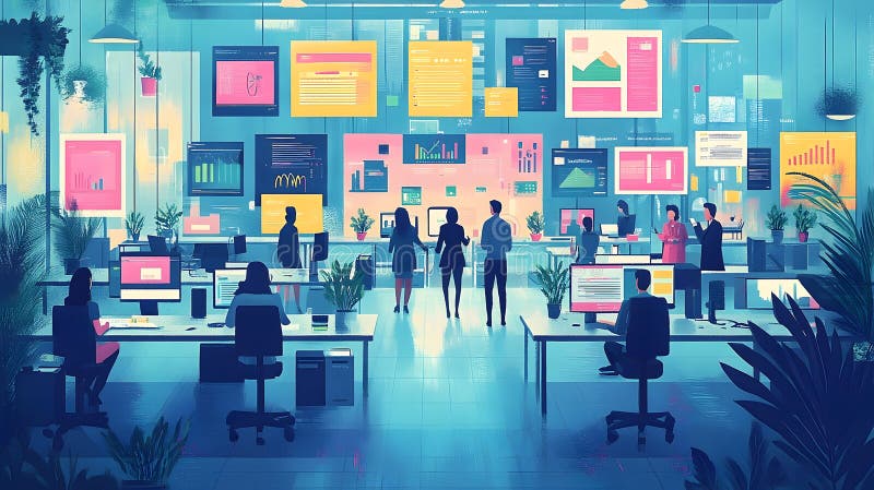 Modern Office Space Filled with Collaborative Workers Stock ...