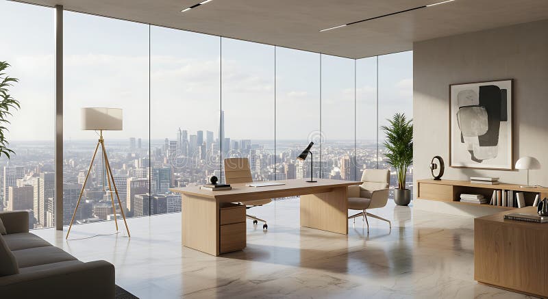 Modern Office Space with Floor-to-ceiling Windows Offering a Panoramic ...