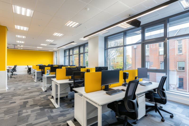 Modern Office Space with Fully Set-up Desks and Workstations for ...