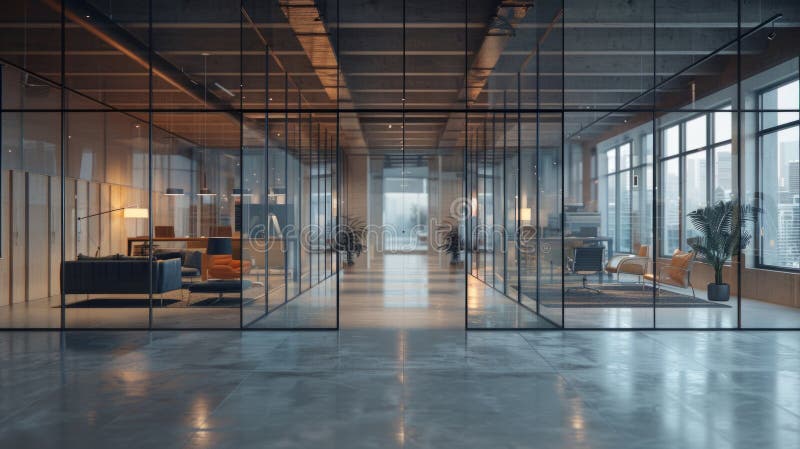 Modern Office Space with Glass Partitions Promoting Transparency and ...