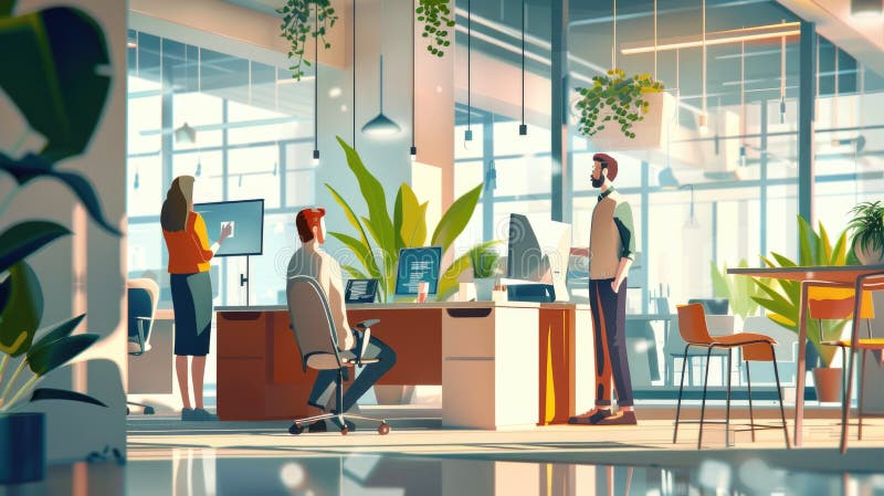 Humans and AI Collaborating in Modern Office Space AIG60 Stock Photo ...