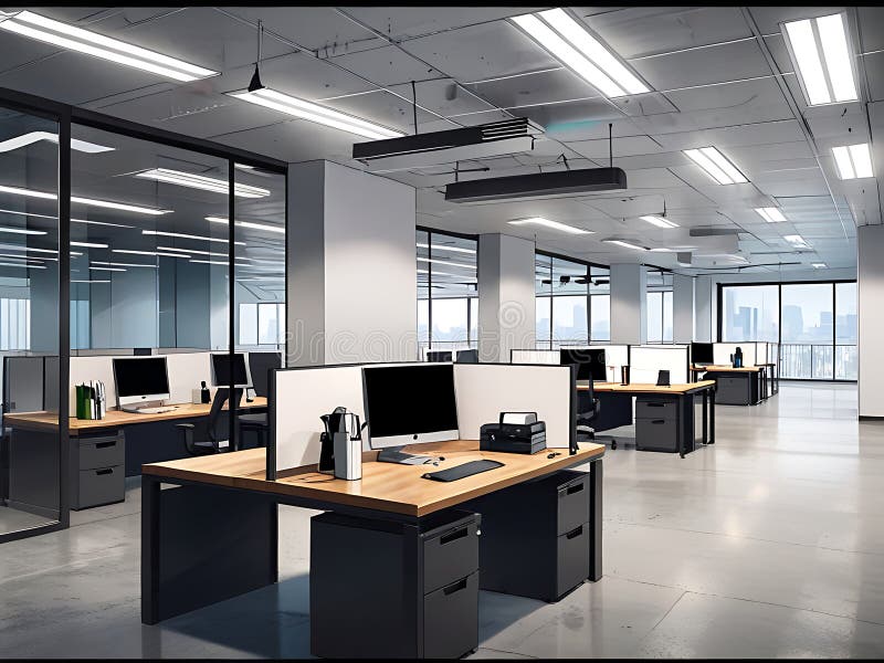 Modern Office Space Interior with Furniture Innovative Work Spaces ...