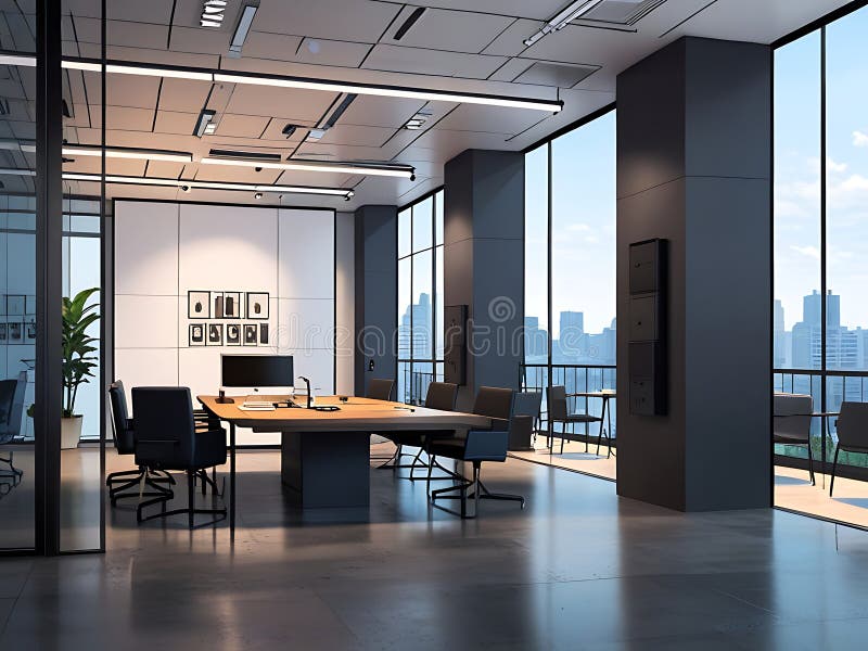 Modern Office Space Interior with Furniture Innovative Work Spaces ...