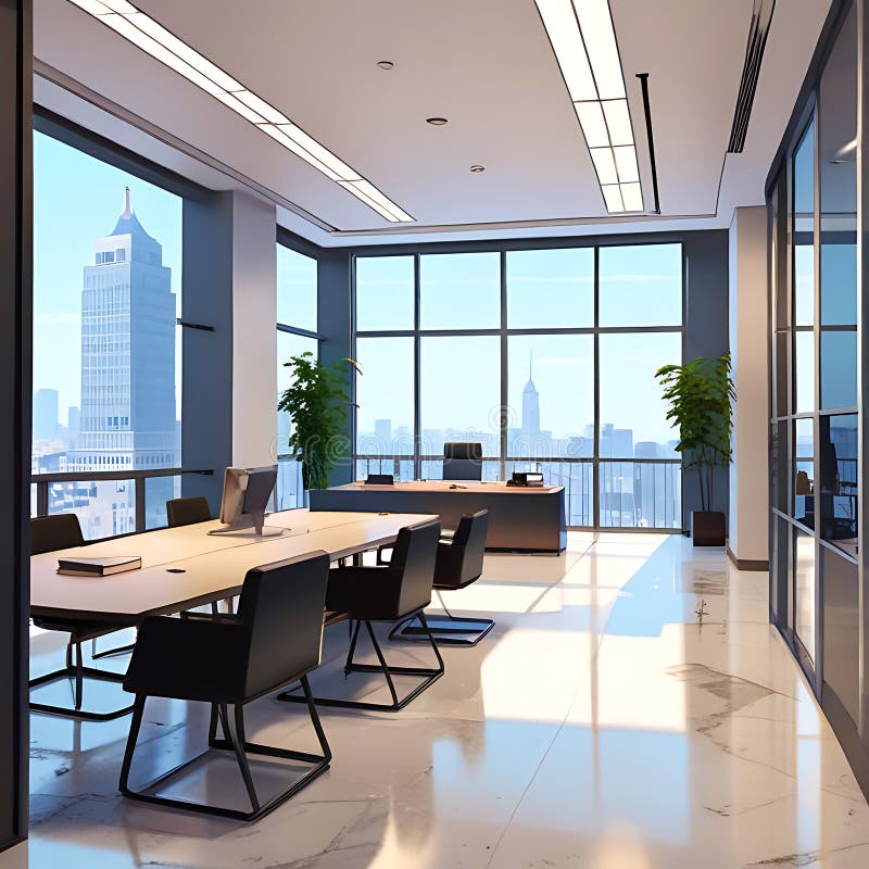 Modern Office Space Interior with Furniture Innovative Work Spaces ...