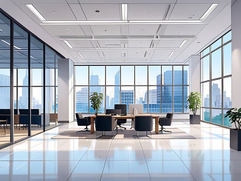 Modern Office Space Interior with Furniture Innovative Work Spaces ...