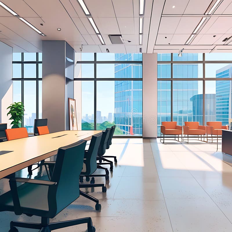 Modern Office Space Interior with Furniture Innovative Work Spaces ...