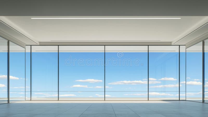 A Modern Office Space with a Large Window and White Ceiling. Stock ...