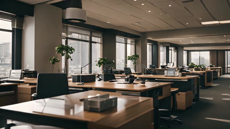 Modern Office Space with Large Windows Stock Video - Video of design ...