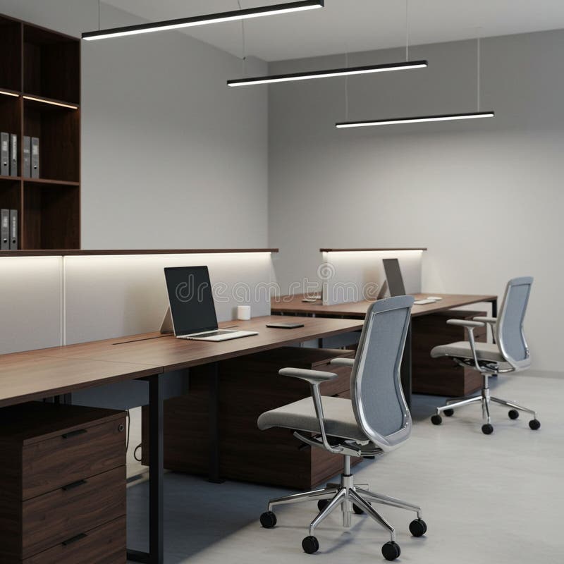Modern Office Space with a Minimalist Design. Contains Several ...