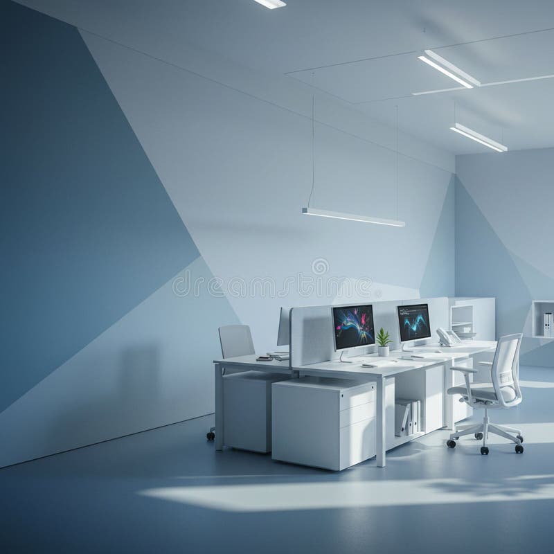 A Modern Office Desk Setup with a Laptop, Notepad, Pencils, and a Coffee Mug is Stock ...