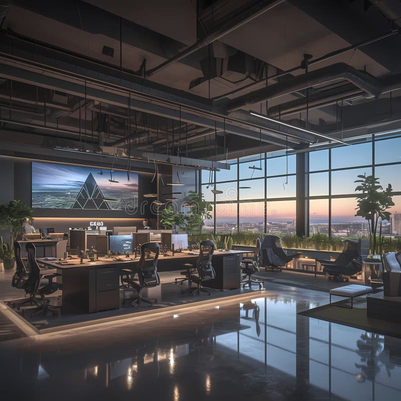 Modern Office Space stock illustration. Illustration of furniture ...