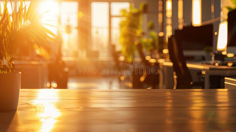 Modern Office Space with Morning Sunlight. Generative Ai Stock ...