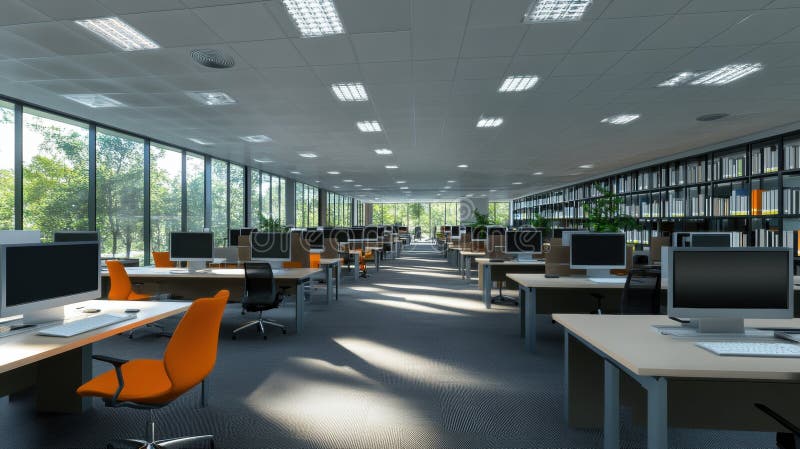 Modern Office Space with Multiple Desks and Abundant Natural Light ...