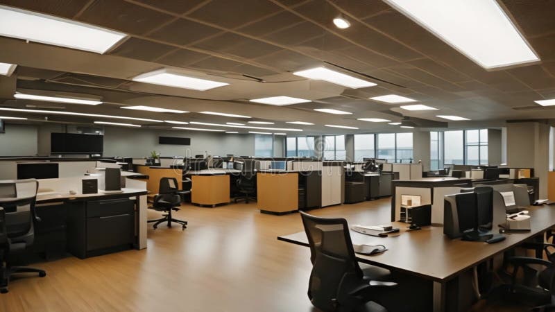 Modern Office Space with Workstations and Bright Lighting Stock Footage ...