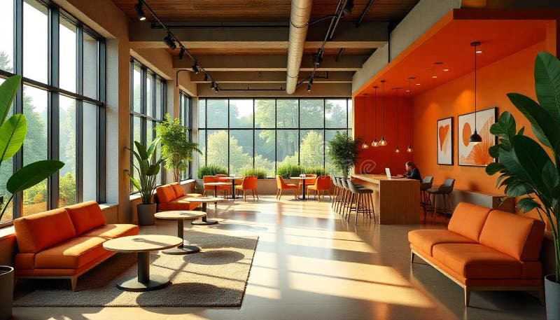 Modern Office Space with Natural Light and Cozy Seating Stock Image ...