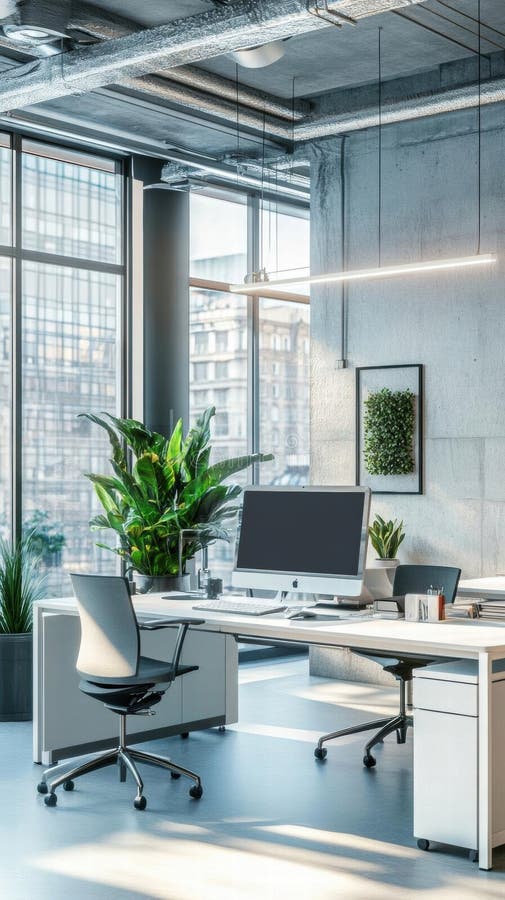 Modern Office Space with Natural Light and Greenery Workspace Design ...