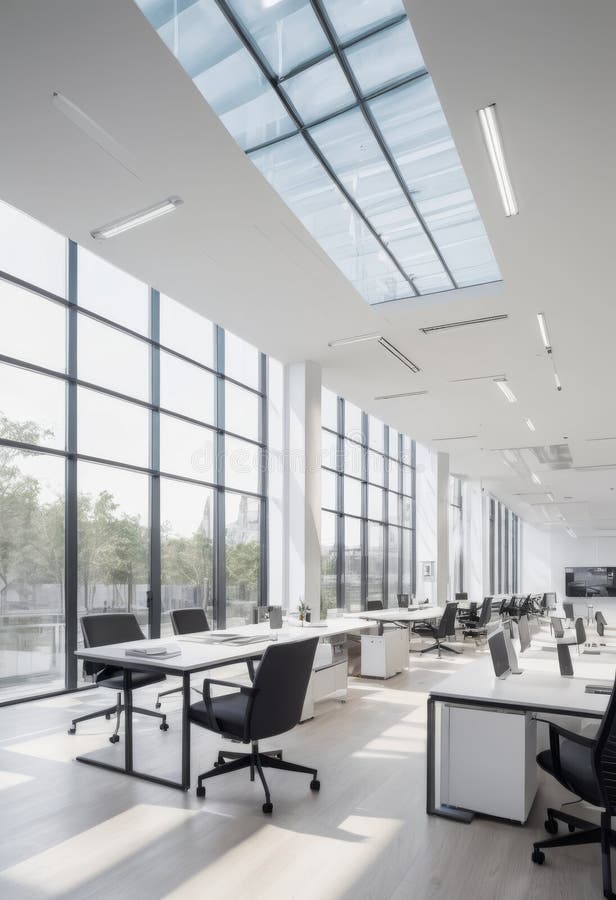 Modern Office Space with Natural Light Stock Image - Image of stylish ...
