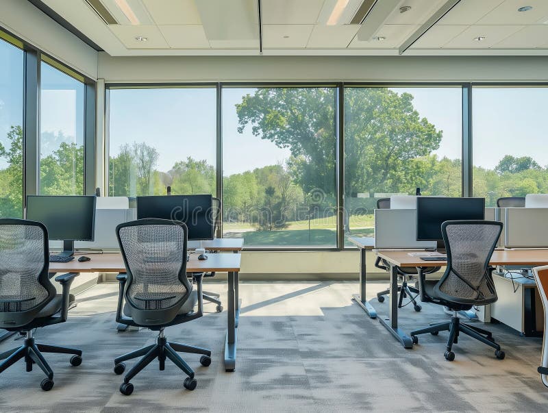 Modern Office Space with Natural Light Stock Photo - Image of organized ...