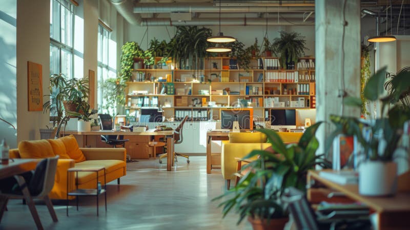 Modern Office Space with an Open Floor Plan Featuring Individual ...