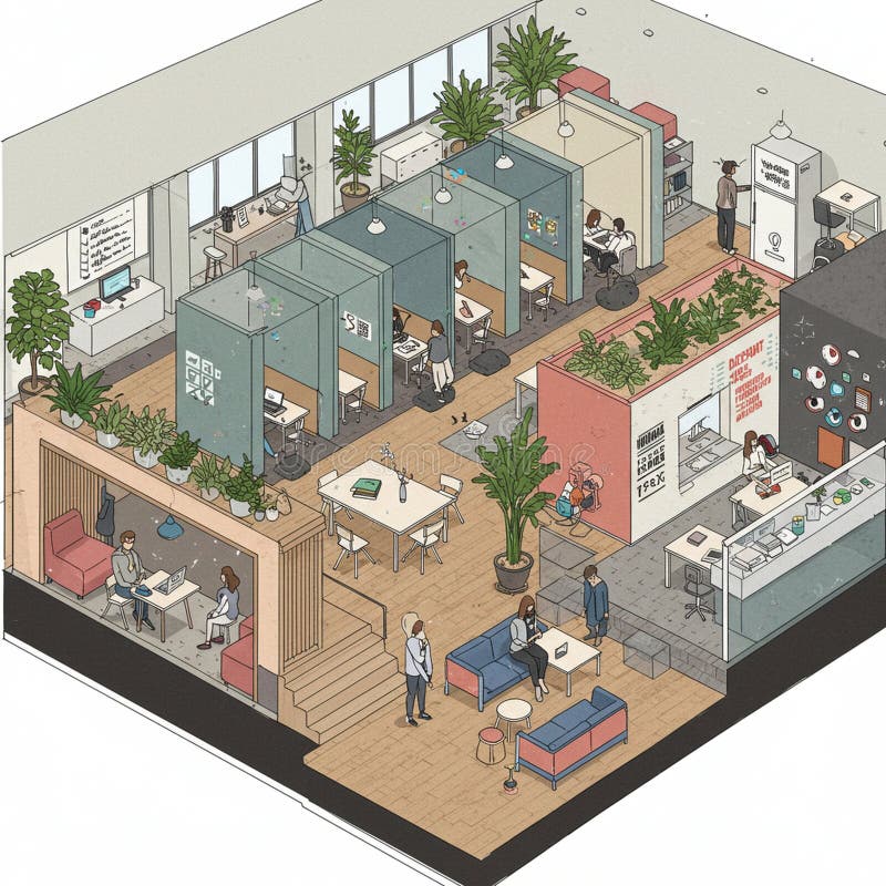 Modern Office Space with an Open Layout. Features Include Individual ...