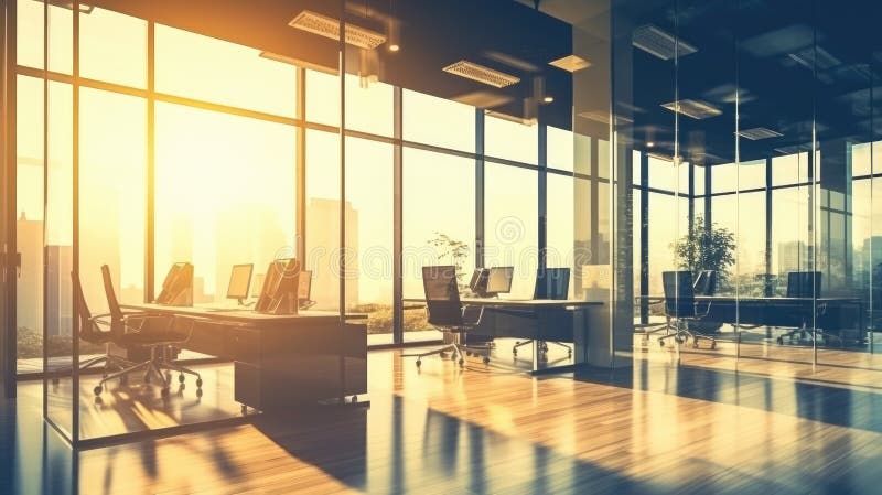 Modern Office Space with Panoramic Views GenerativeAI Stock Photo ...