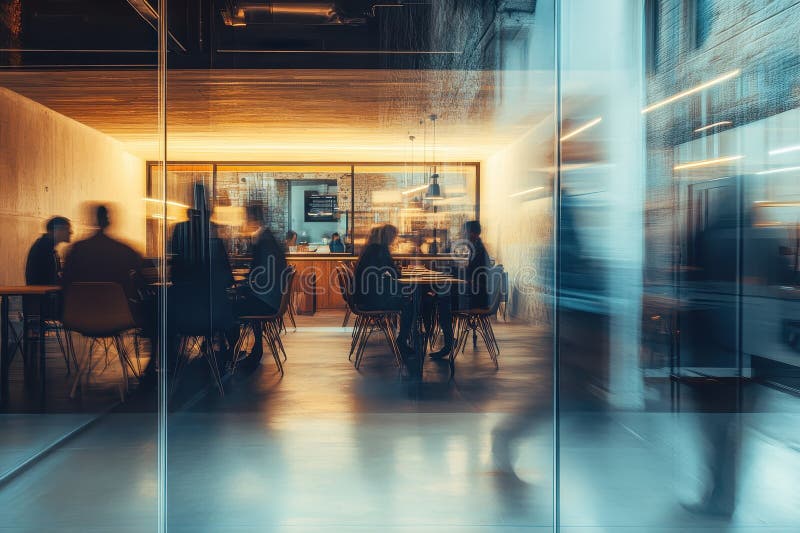 Modern Office Space with People Working and Blurred Motion Creating a ...
