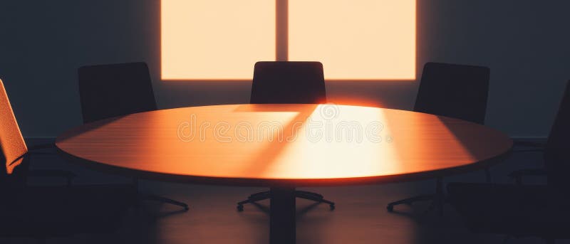 Modern Office Space with Round Table and Natural Light Stock Photo ...