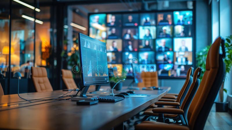 Modern Office Space with Video Conference Setup and Technology ...