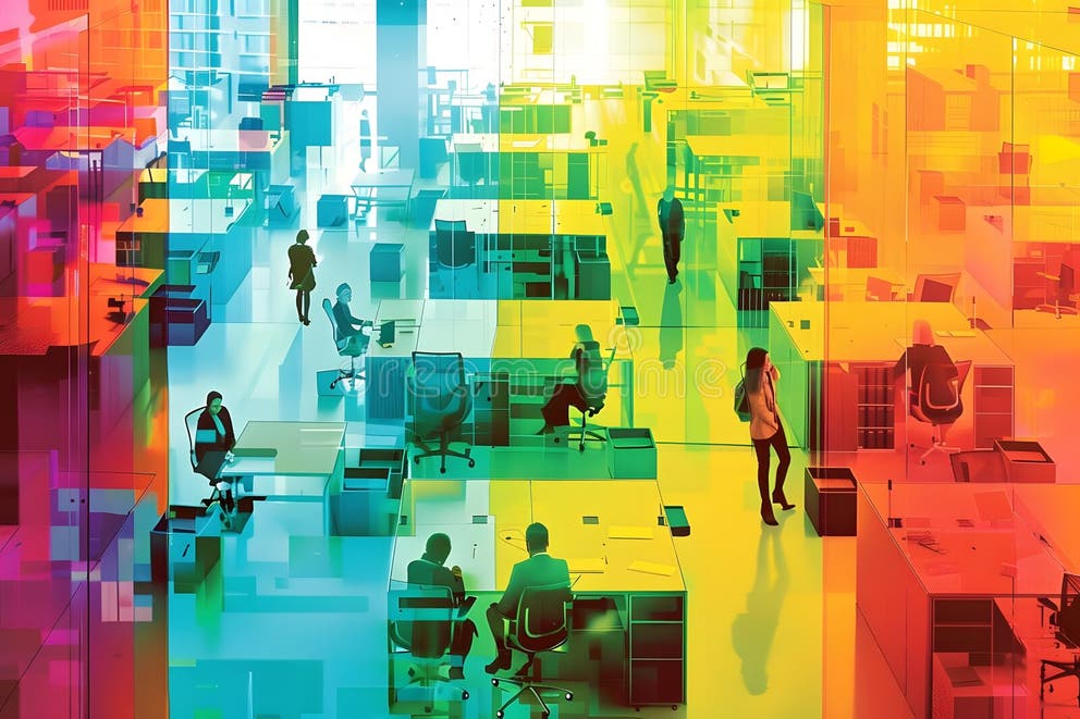 Modern Office Spaces, a Vibrant Visualization of Collaborative Work ...