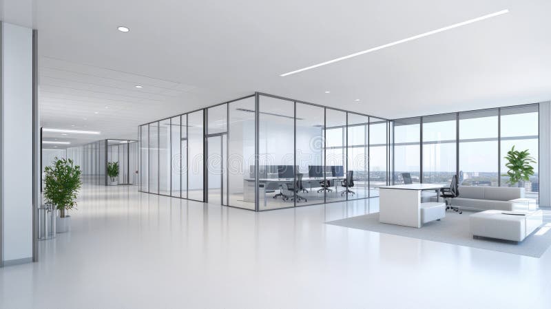 Modern Office, Spacious and Empty Modern Office Environment Depicted ...