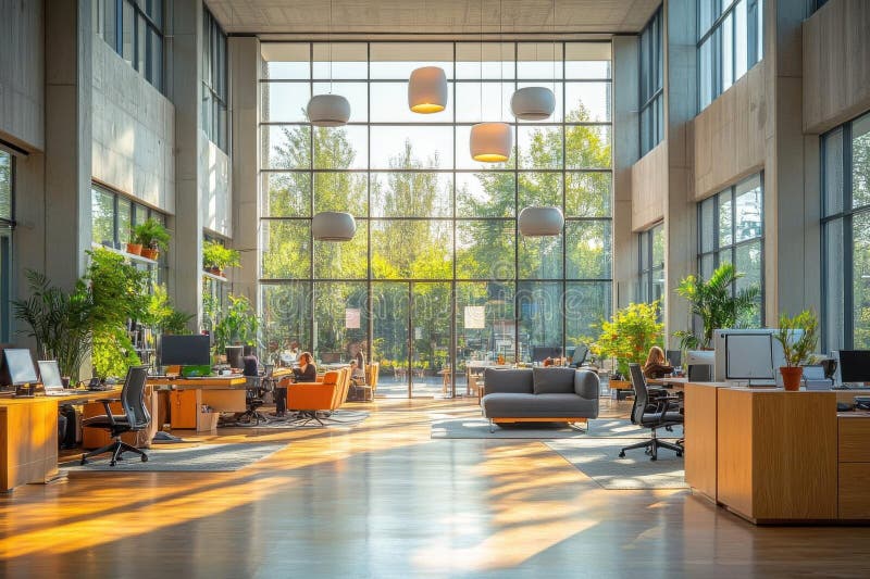 Modern Office Sunlight Atrium Stock Photo - Image of comfortable ...