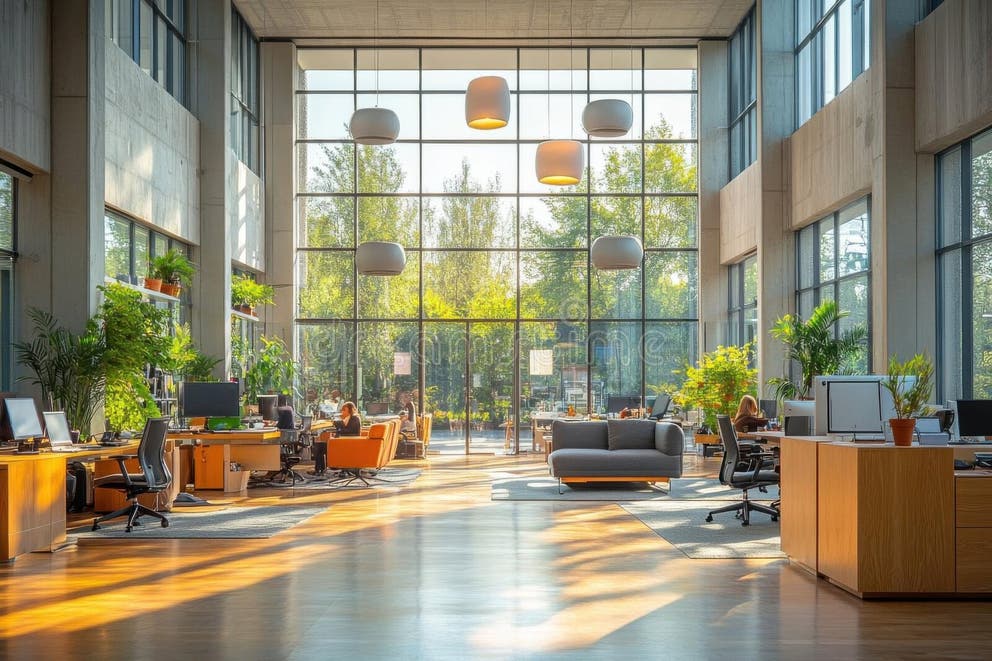 Modern Office Sunlight Atrium Stock Photo - Image of comfortable ...