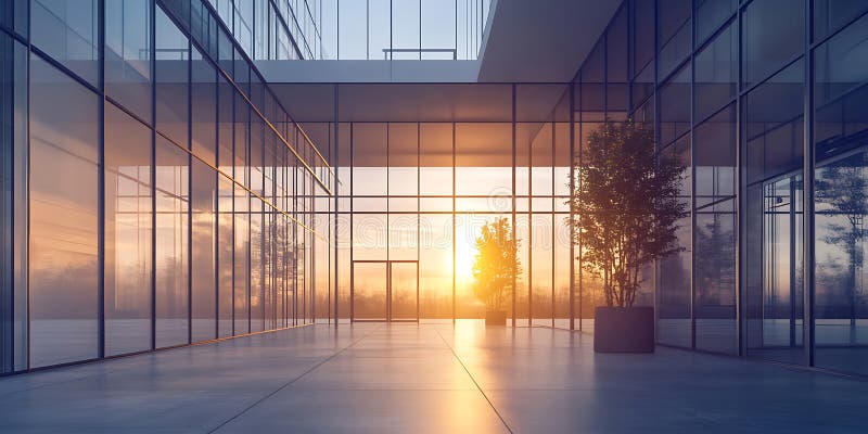 Modern Office Sunset Stunning Architecture Images Stock Illustration ...