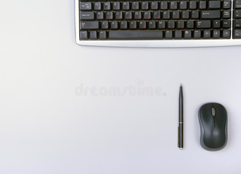 Modern Office Table with Keyboard, Phone, Notebook on White Background ...