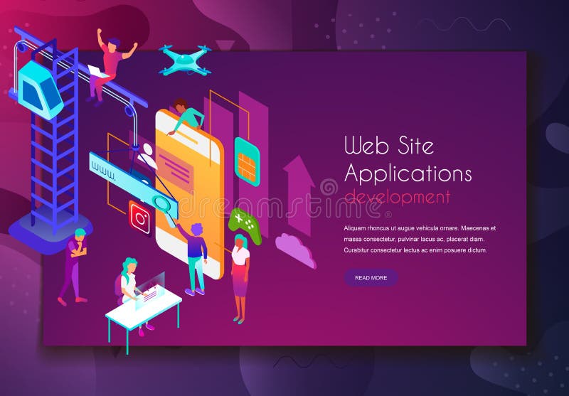 Modern Office of Team Creating New Interface Design Stock Vector ...