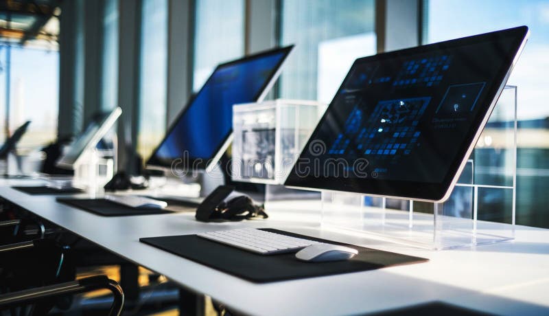 Modern Office Technology: Computer Workstations Digital Workspace for ...