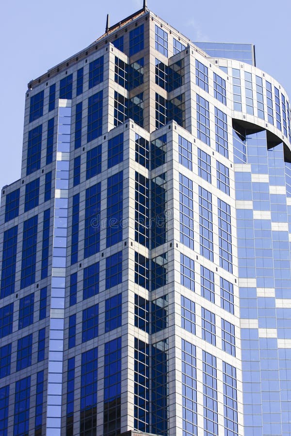 Modern Office Tower with Blue Windows Stock Photo - Image of building ...