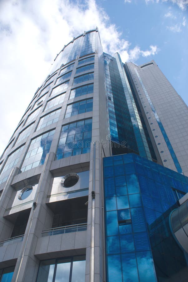 Modern Office Tower Building Bottom Up View Stock Photo - Image of ...