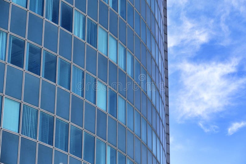 Modern Office Tower Facade Over Blue Sky Stock Image - Image of ...