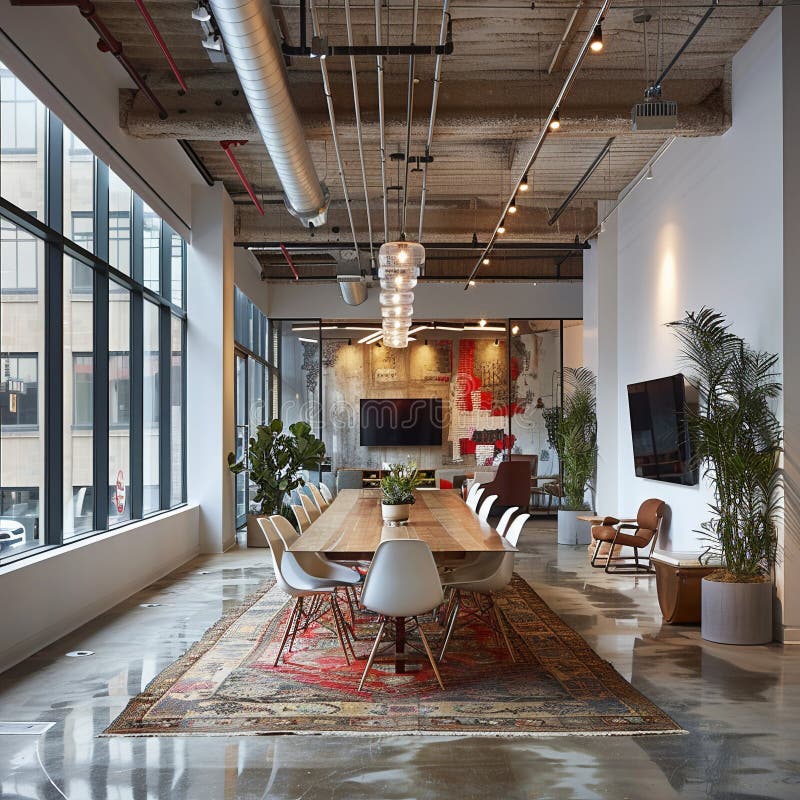 Modern Office Transformed into a Collaborative Hub, Featuring Open-plan ...
