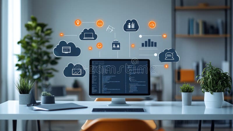 A Modern Office Utilizing Cloud-based CRM Software To Enhance Business Operations Stock Image ...