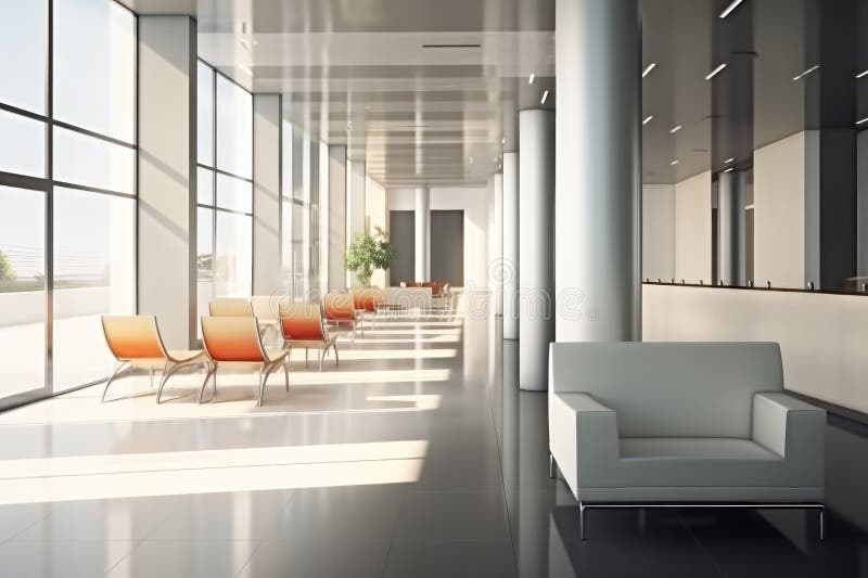 Modern office waiting area stock illustration. Illustration of business ...
