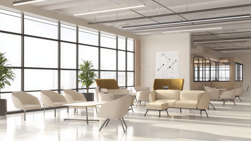 Modern Office Waiting Area stock photo. Image of glass - 339074570