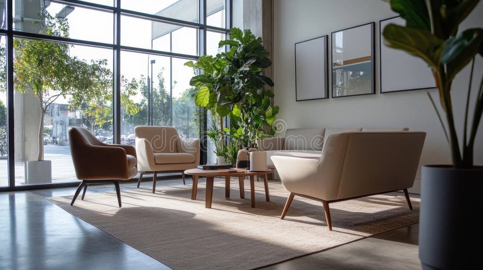 Modern Office Waiting Room Interior Design Stock Illustration ...