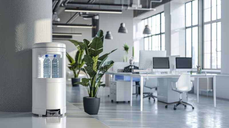 Modern Office Water Cooler with Refreshing Water on Clean White and ...