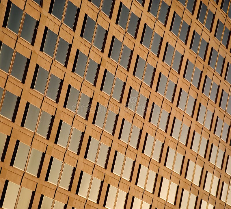 Modern Office Windows Reflecting Sunlight at Sunset Stock Photo - Image ...