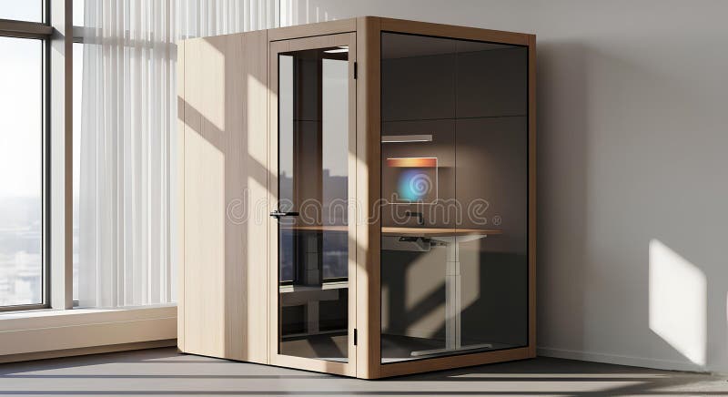 Ergonomic Office Work Pod with Adjustable Standing Desk Stock ...